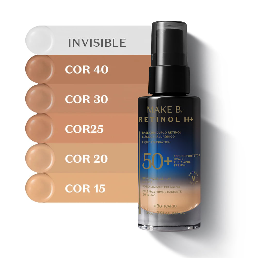 Make B. Base Liquida Retinol H+ FPS 50, 26g